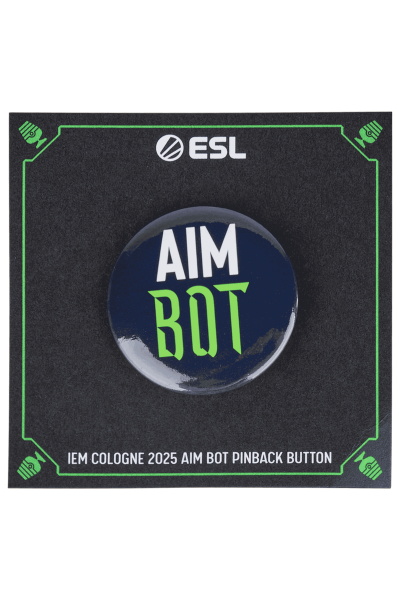 IEM Cologne 2025 AIM BOT Pinback Button Black – ESL Shop